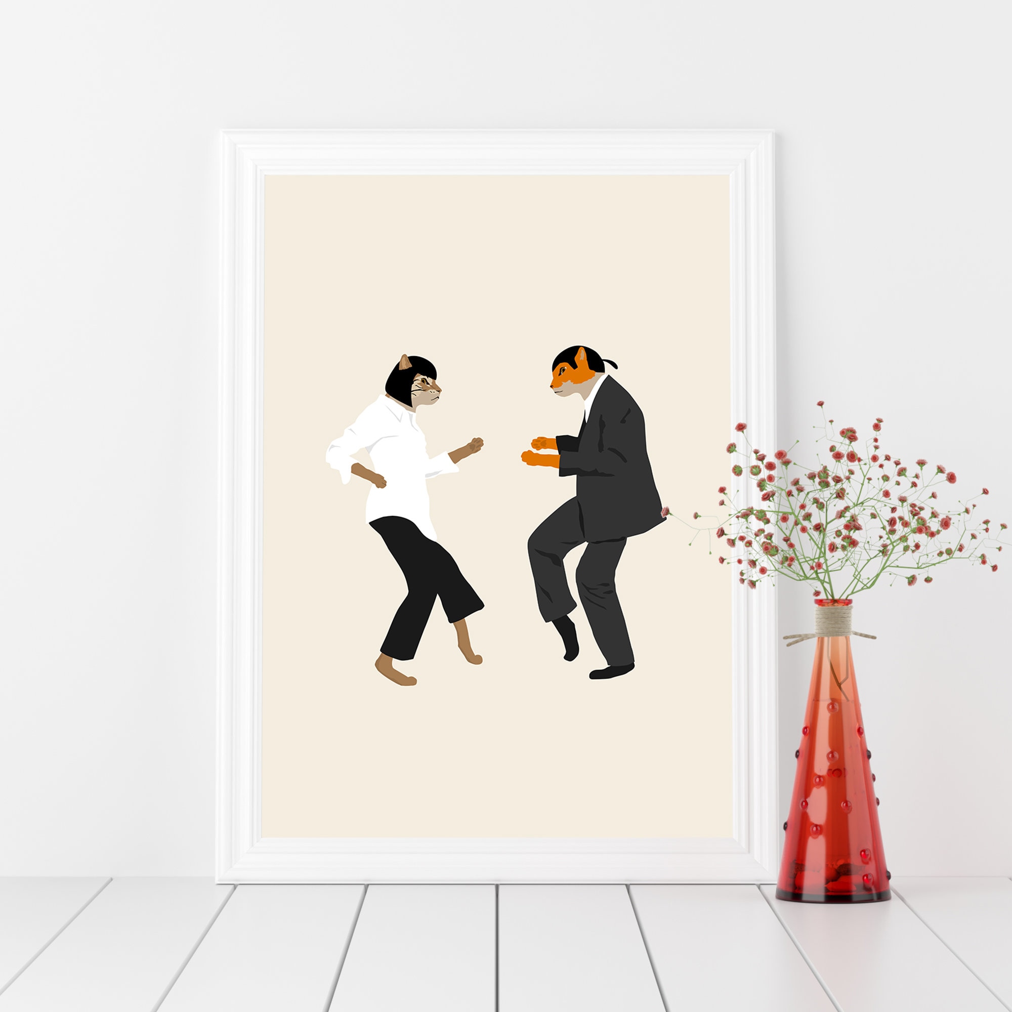 Pulp Fiction Art Dancing Cats Cat Lover Gift Multiple Sizes - Etsy