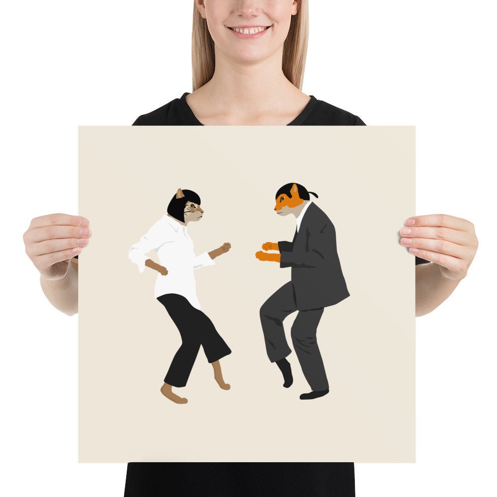 Pulp Fiction Art Dancing Cats Cat Lover Gift Multiple Sizes - Etsy