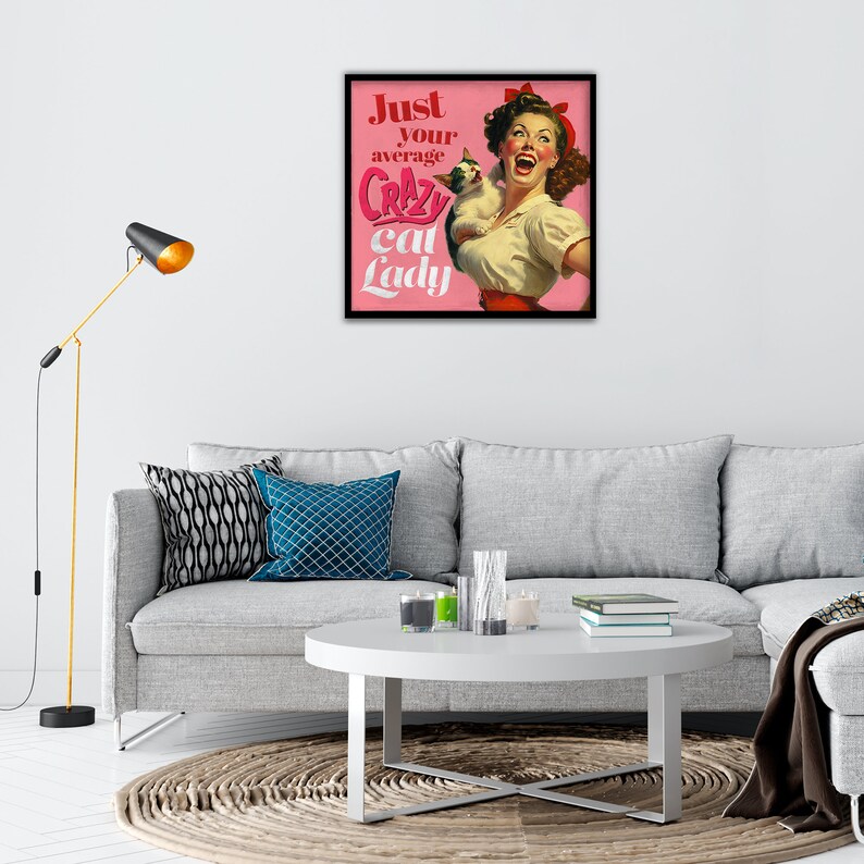 Crazy Cat Lady Art Print | Cat Lover Gift | Pink | Multiple Sizes - Etsy