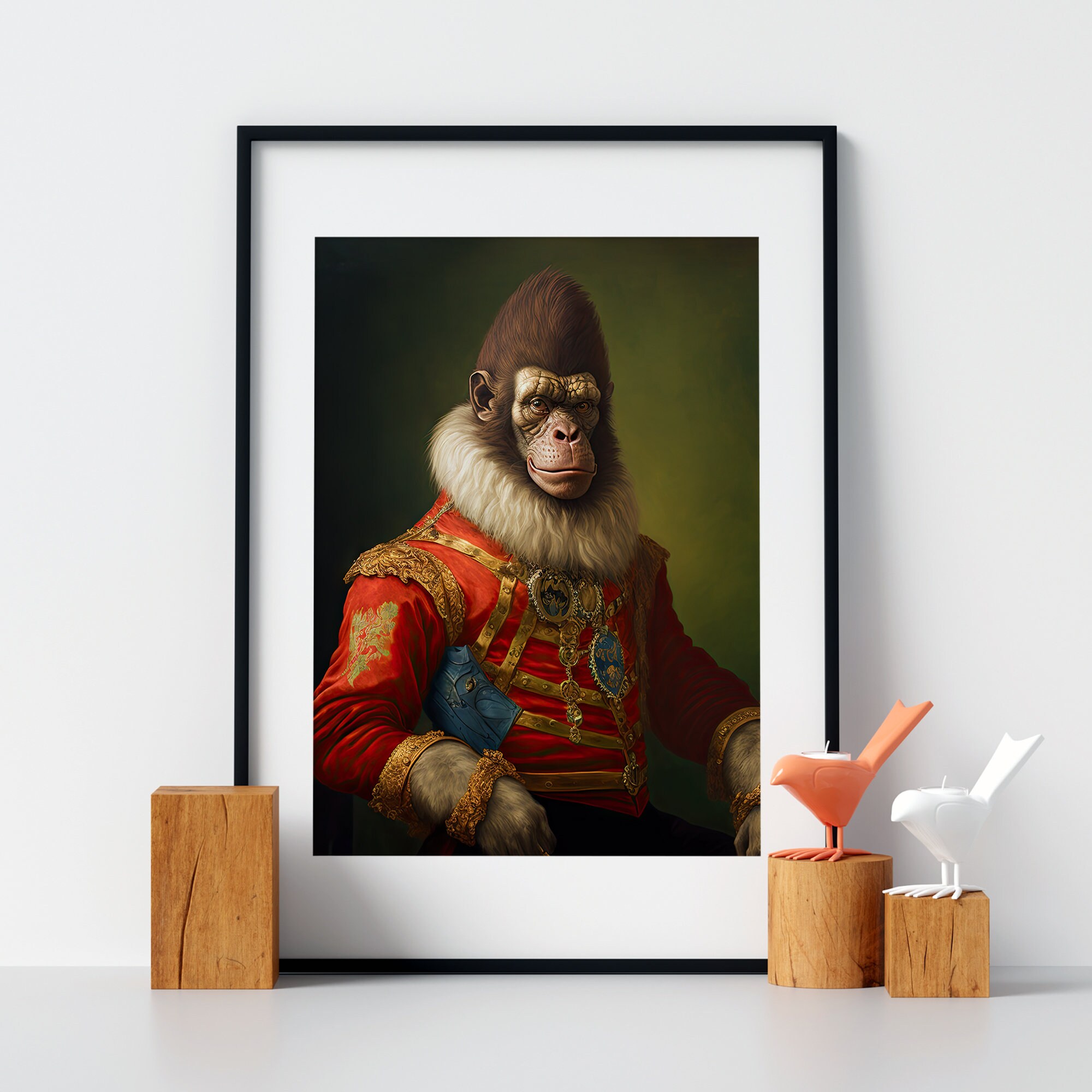 Regal Ape Art Print | Renaissance Portrait | Monkey Gift | Multiple ...