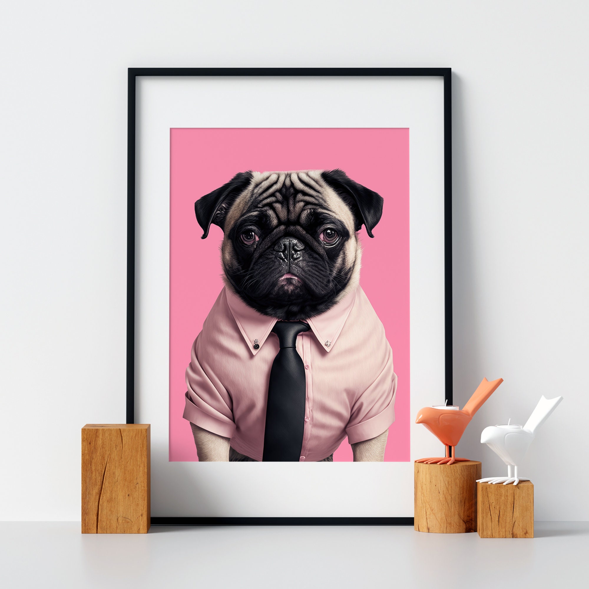 Pug at Work Art Print Wall Art Pug Gift Multiple Sizes - Etsy