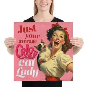 Crazy Cat Lady Art Print | Cat Lover Gift | Pink | Multiple Sizes - Etsy
