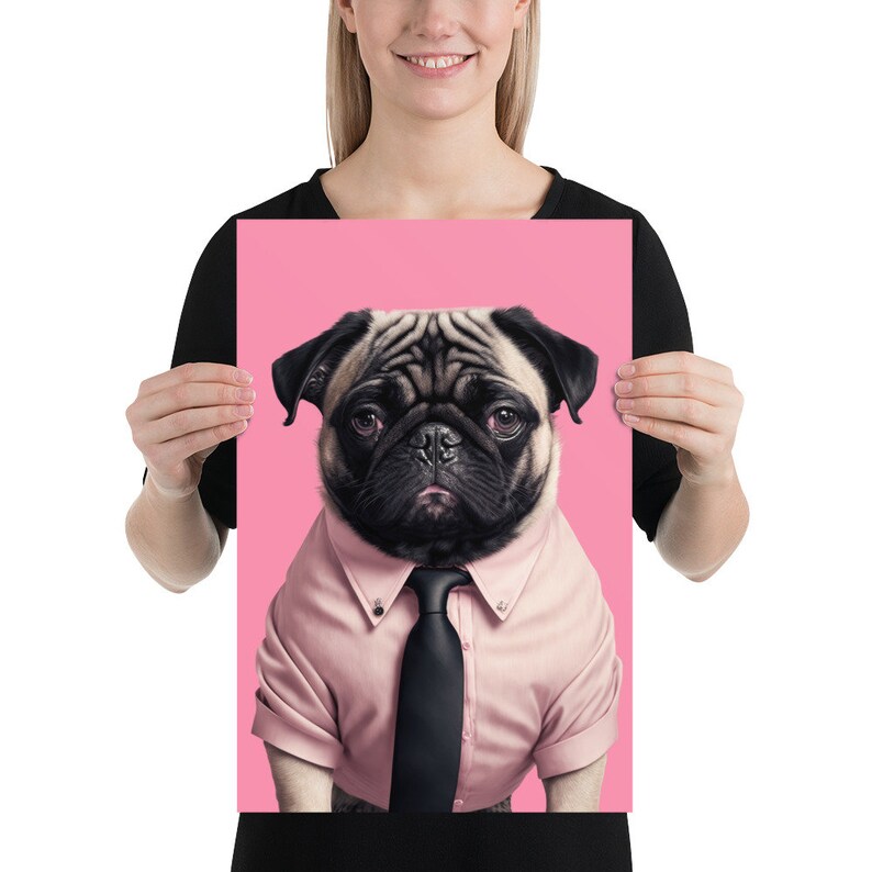 Pug at Work Art Print | Wall Art | Pug Gift | Multiple Sizes - Etsy