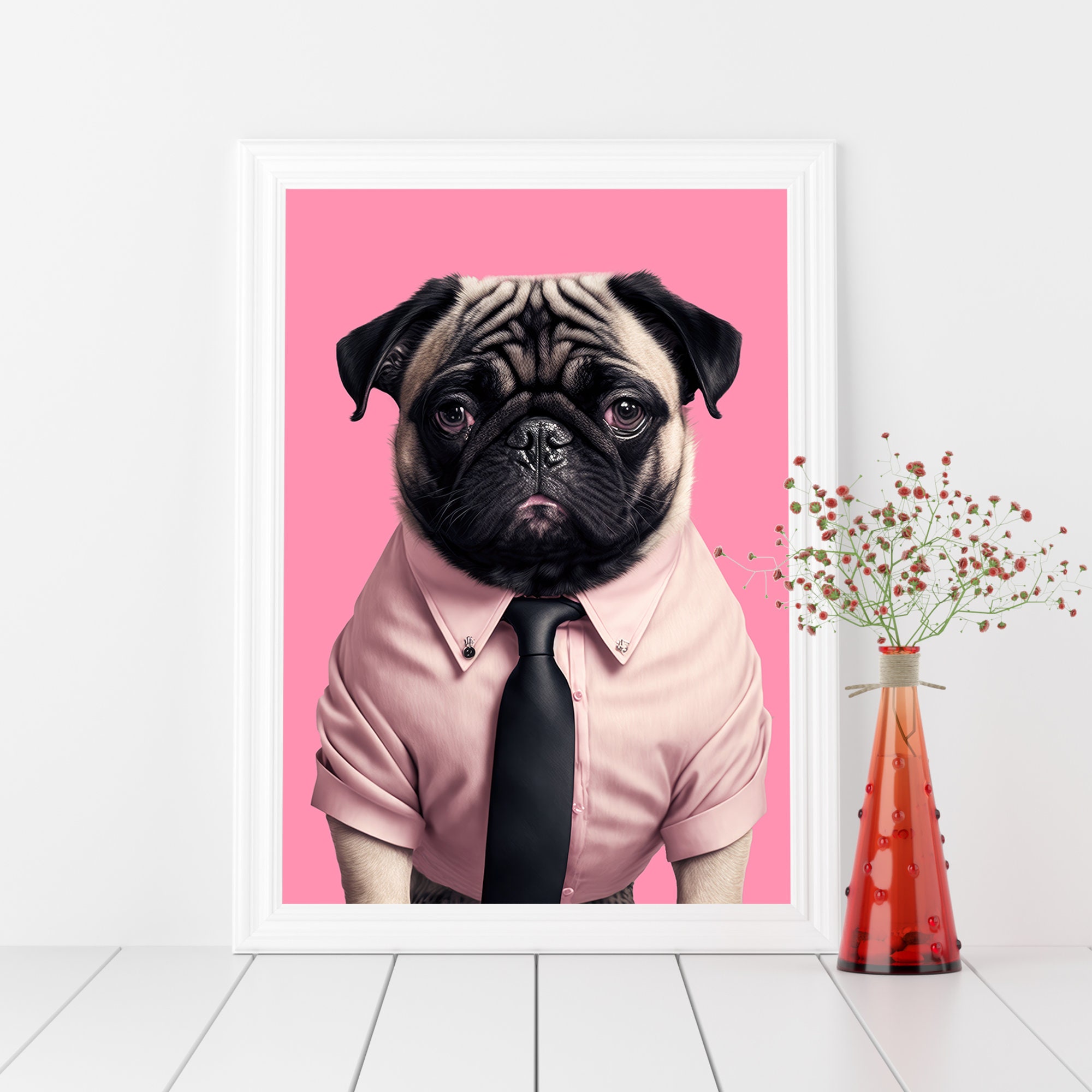 Pug at Work Art Print Wall Art Pug Gift Multiple Sizes - Etsy