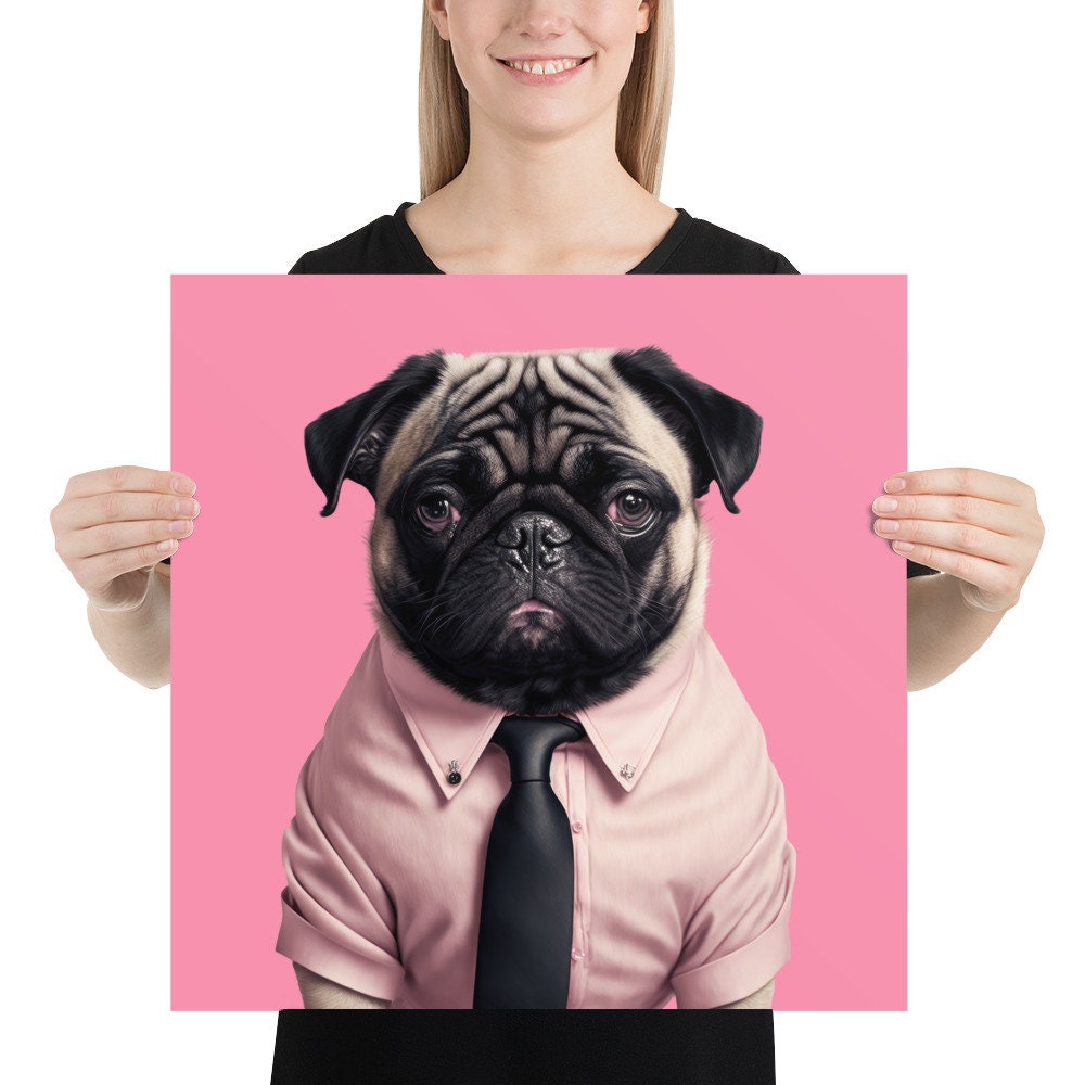 Pug at Work Art Print Wall Art Pug Gift Multiple Sizes - Etsy