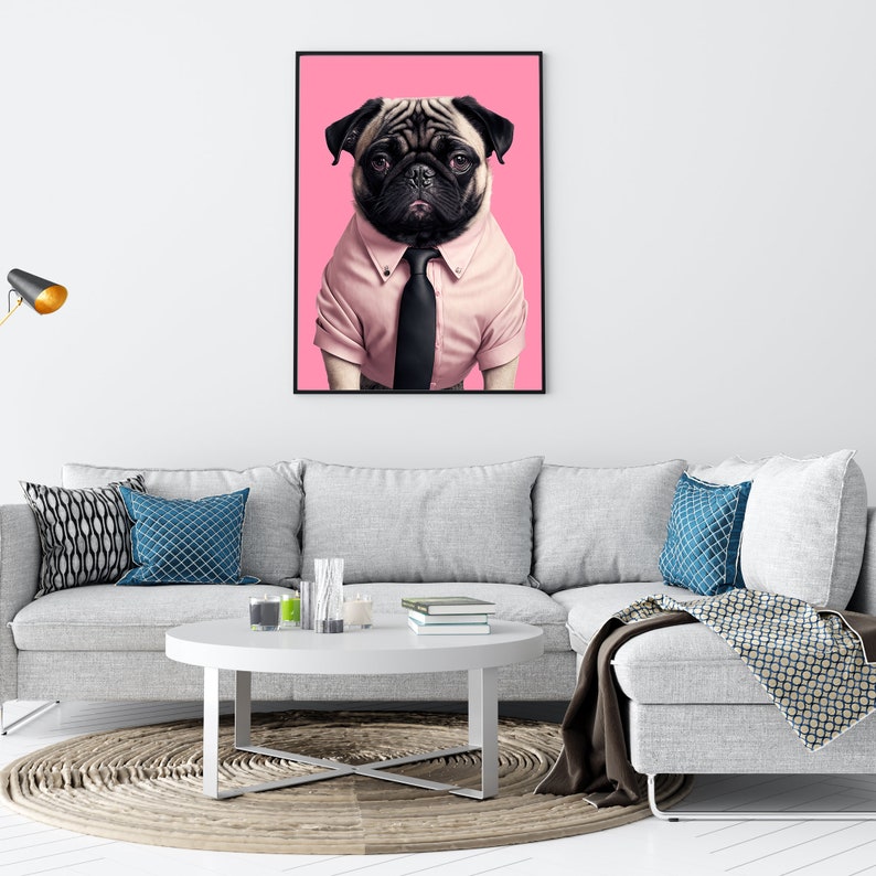 Pug at Work Art Print | Wall Art | Pug Gift | Multiple Sizes - Etsy