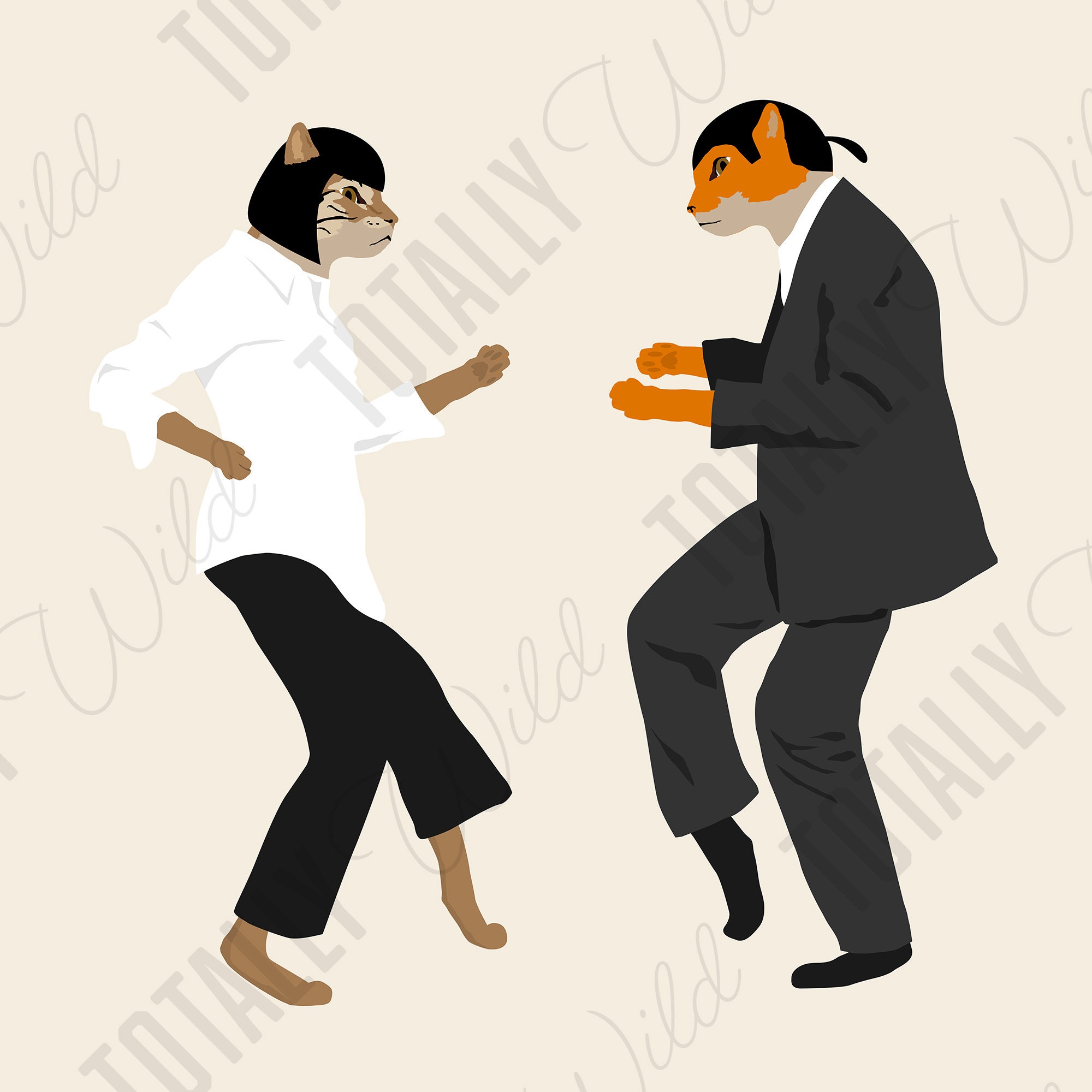 Pulp Fiction Art Dancing Cats Cat Lover Gift Multiple Sizes - Etsy