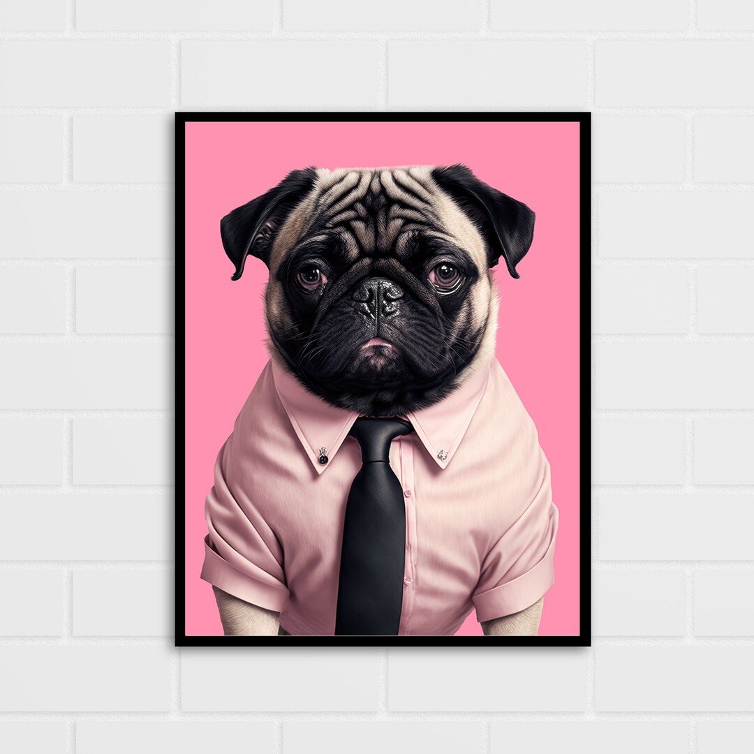 Pug at Work Art Print | Wall Art | Pug Gift | Multiple Sizes - Etsy
