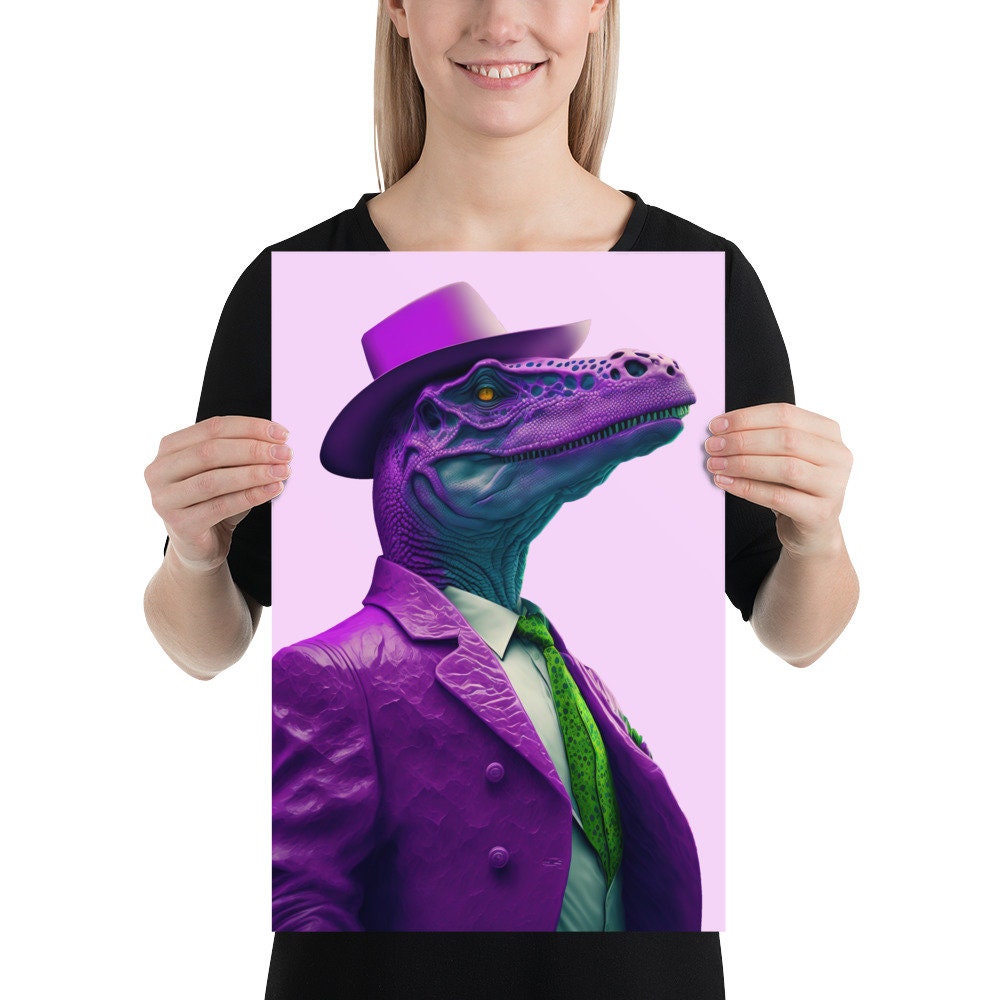 Dinosaur Pimp Poster Raptor Portrait Print Dinosaur Gifts - Etsy
