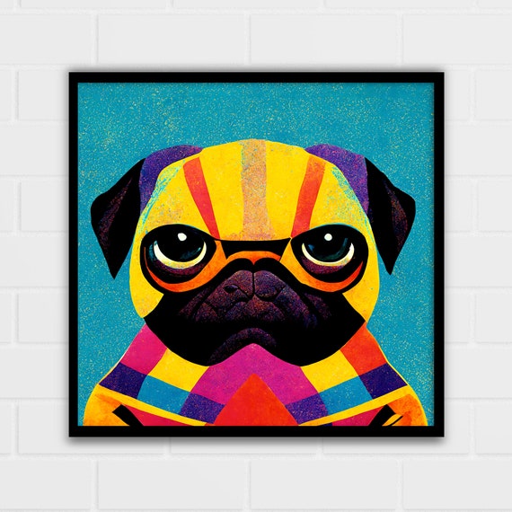 Pug Poster Pop Art Style Wall Art Multiple Sizes - Etsy