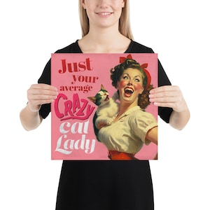 Crazy Cat Lady Art Print | Cat Lover Gift | Pink | Multiple Sizes - Etsy