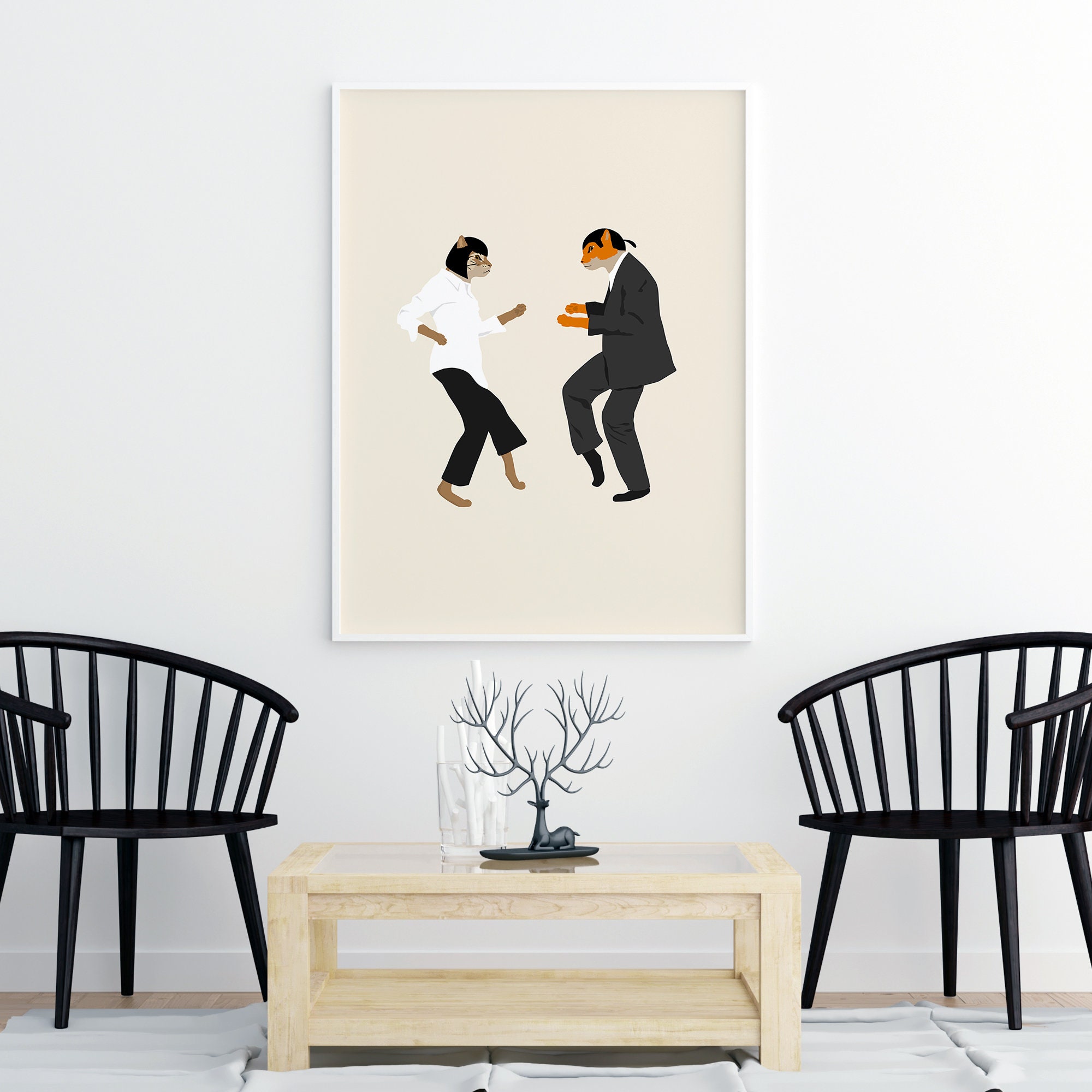 Pulp Fiction Art Dancing Cats Cat Lover Gift Multiple Sizes - Etsy
