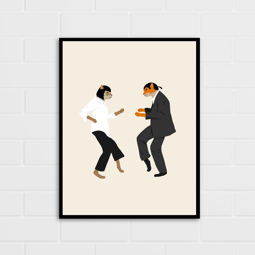 Pulp Fiction Art | Dancing Cats | Cat Lover Gift | Multiple Sizes - Etsy