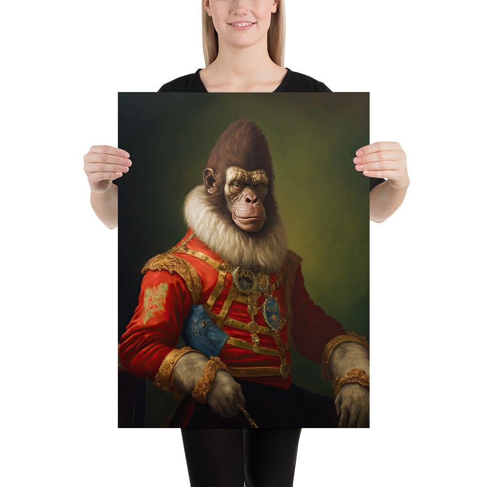 Regal Ape Art Print | Renaissance Portrait | Monkey Gift | Multiple ...