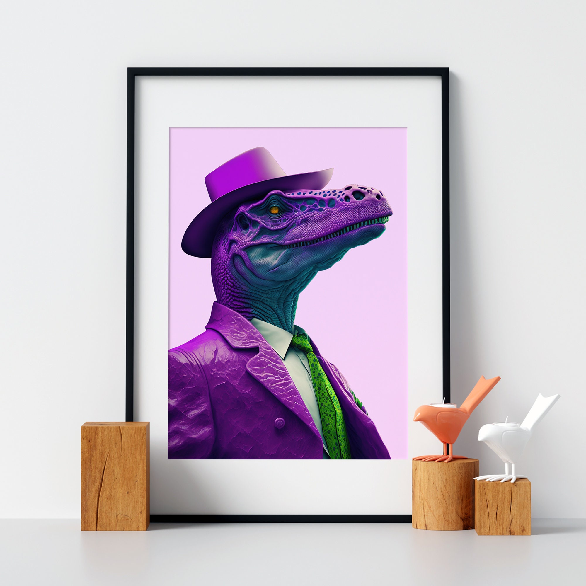 Dinosaur Pimp Poster Raptor Portrait Print Dinosaur Gifts Multiple ...