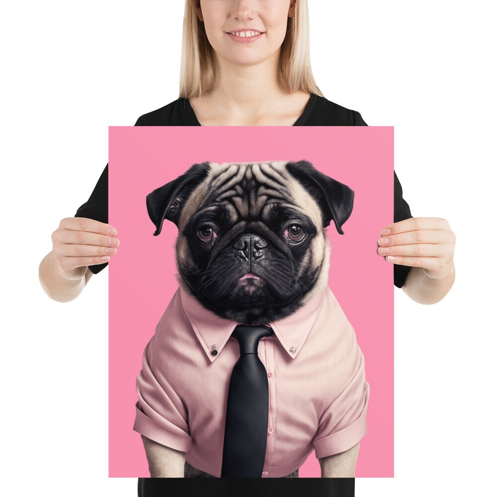 Pug at Work Art Print Wall Art Pug Gift Multiple Sizes - Etsy