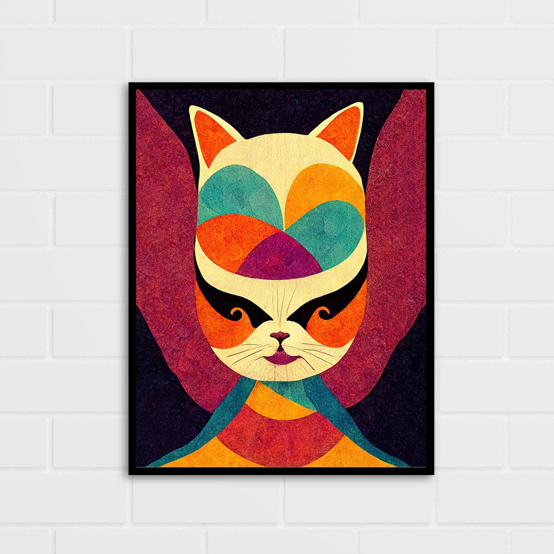 Abstract Cat Wall Art | Stylised Cat Print | Multiple Sizes - Etsy