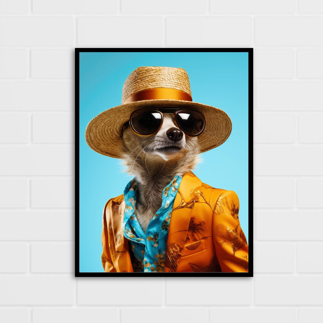 Cool Meerkat Portrait Art Print | Giclée Quality - Etsy