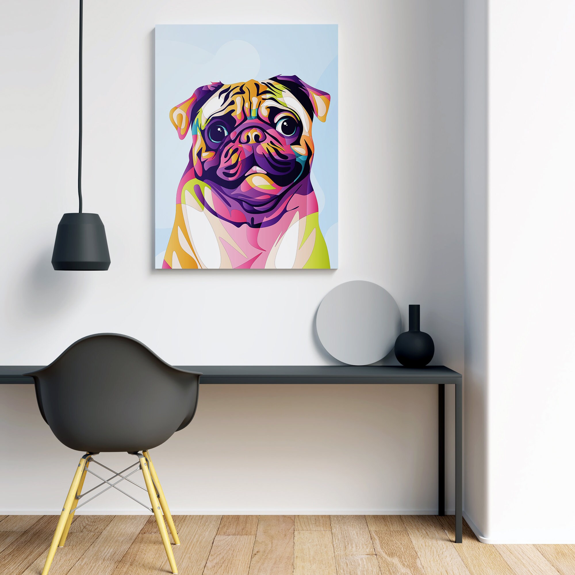 Dog Poster Pug Digital Download Wall Decor Portrait Multiple Sizes - Etsy