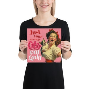 Crazy Cat Lady Art Print | Cat Lover Gift | Pink | Multiple Sizes - Etsy