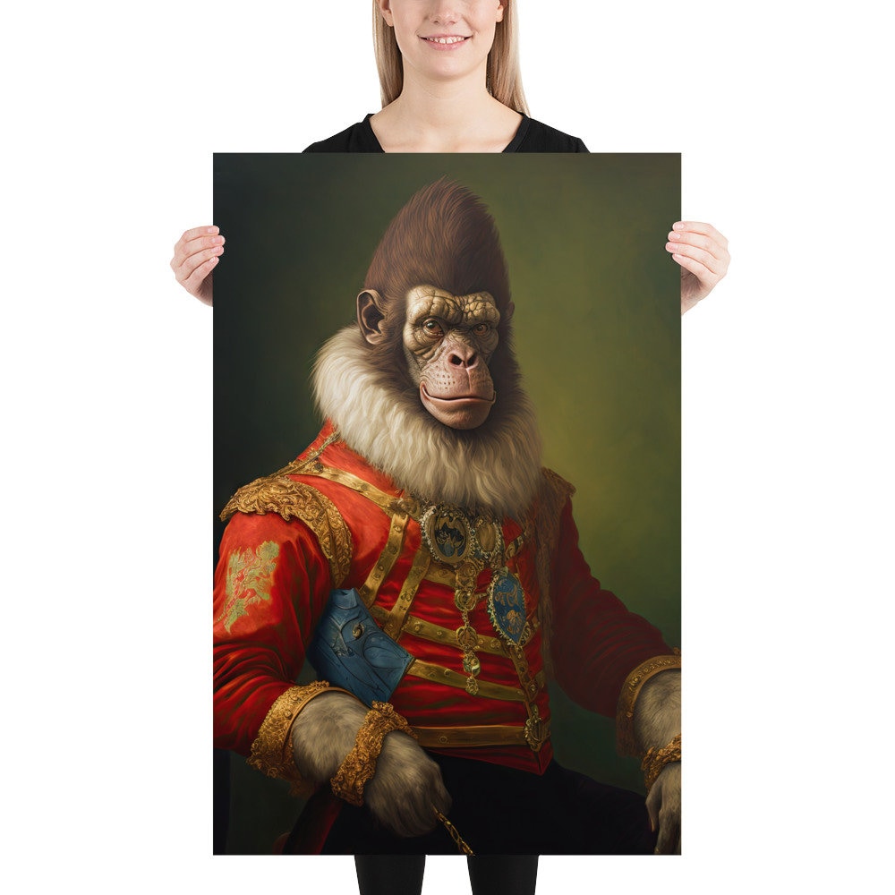 Regal Ape Art Print | Renaissance Portrait | Monkey Gift | Multiple ...