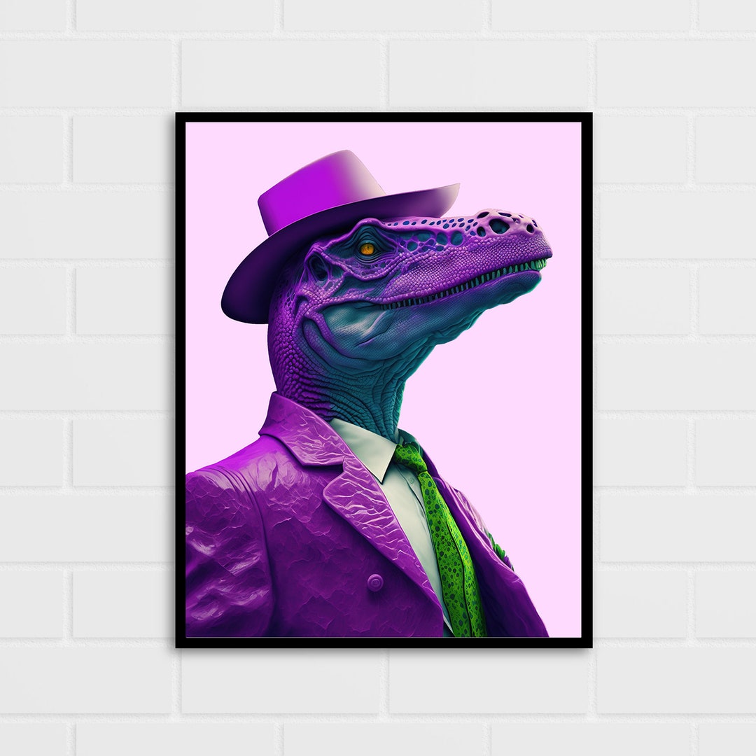Dinosaur Pimp Poster | Raptor Portrait Print | Dinosaur Gifts ...