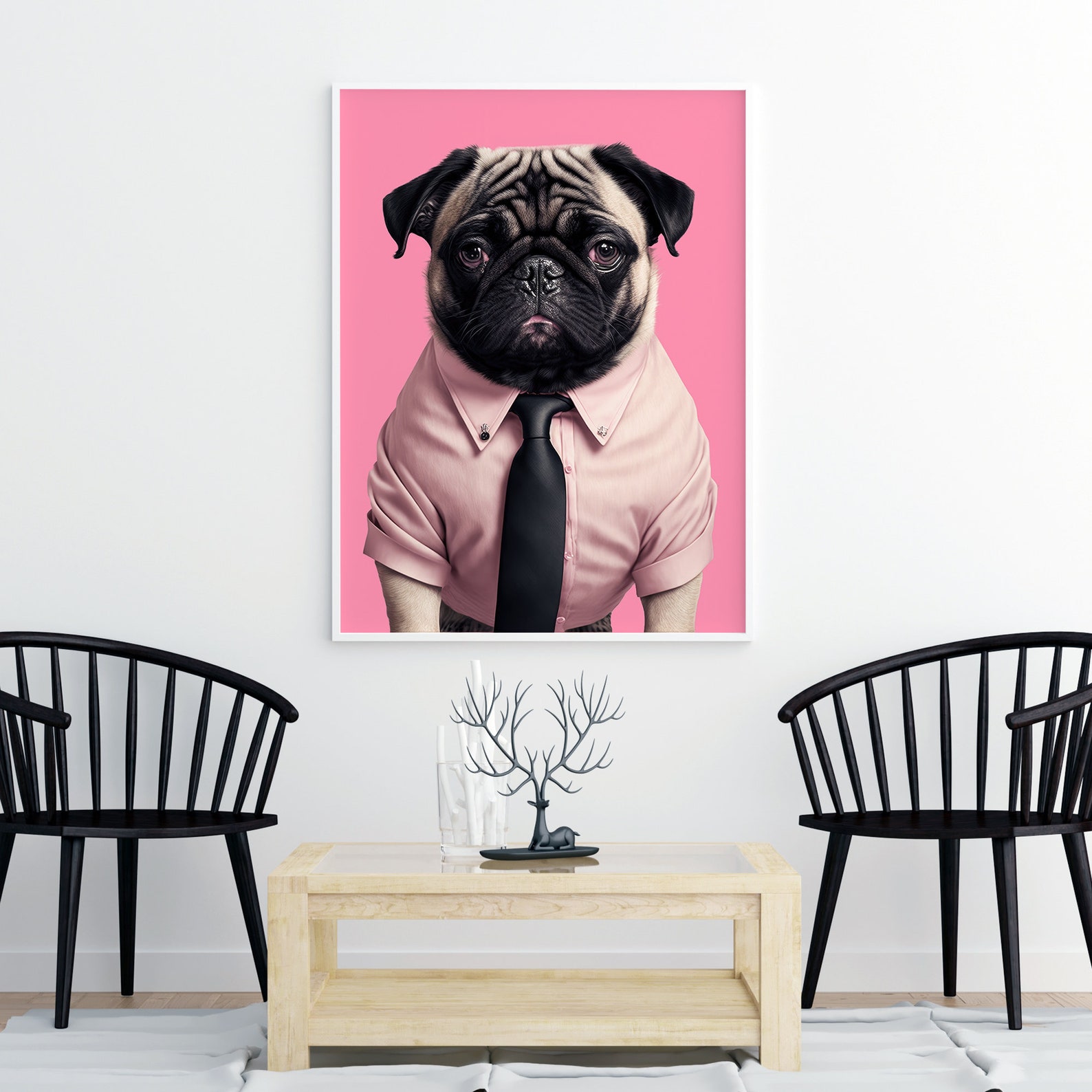 Pug at Work Art Print | Wall Art | Pug Gift | Multiple Sizes - Etsy