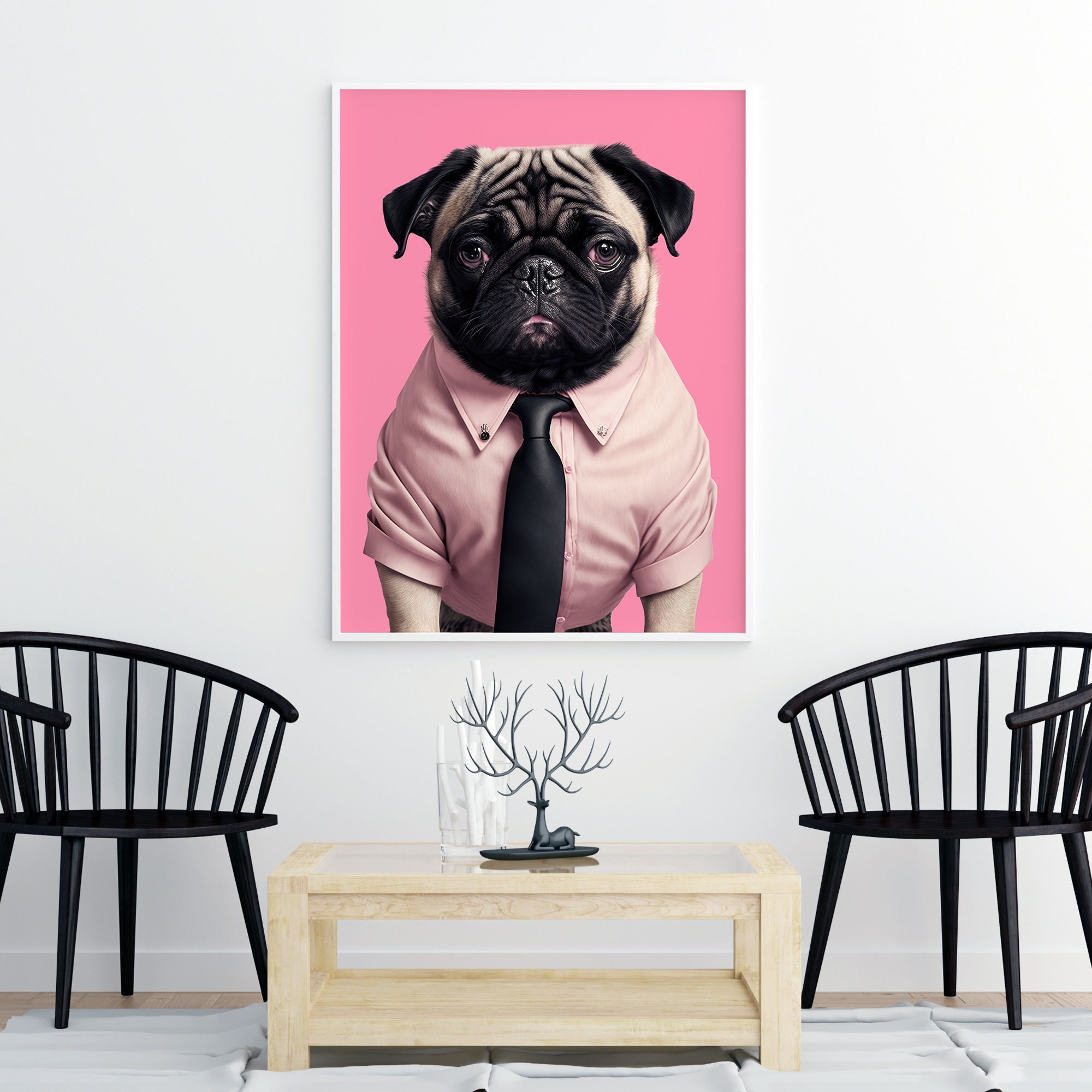 Pug at Work Art Print | Wall Art | Pug Gift | Multiple Sizes - Etsy