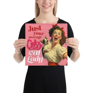 Crazy Cat Lady Art Print | Cat Lover Gift | Pink | Multiple Sizes - Etsy