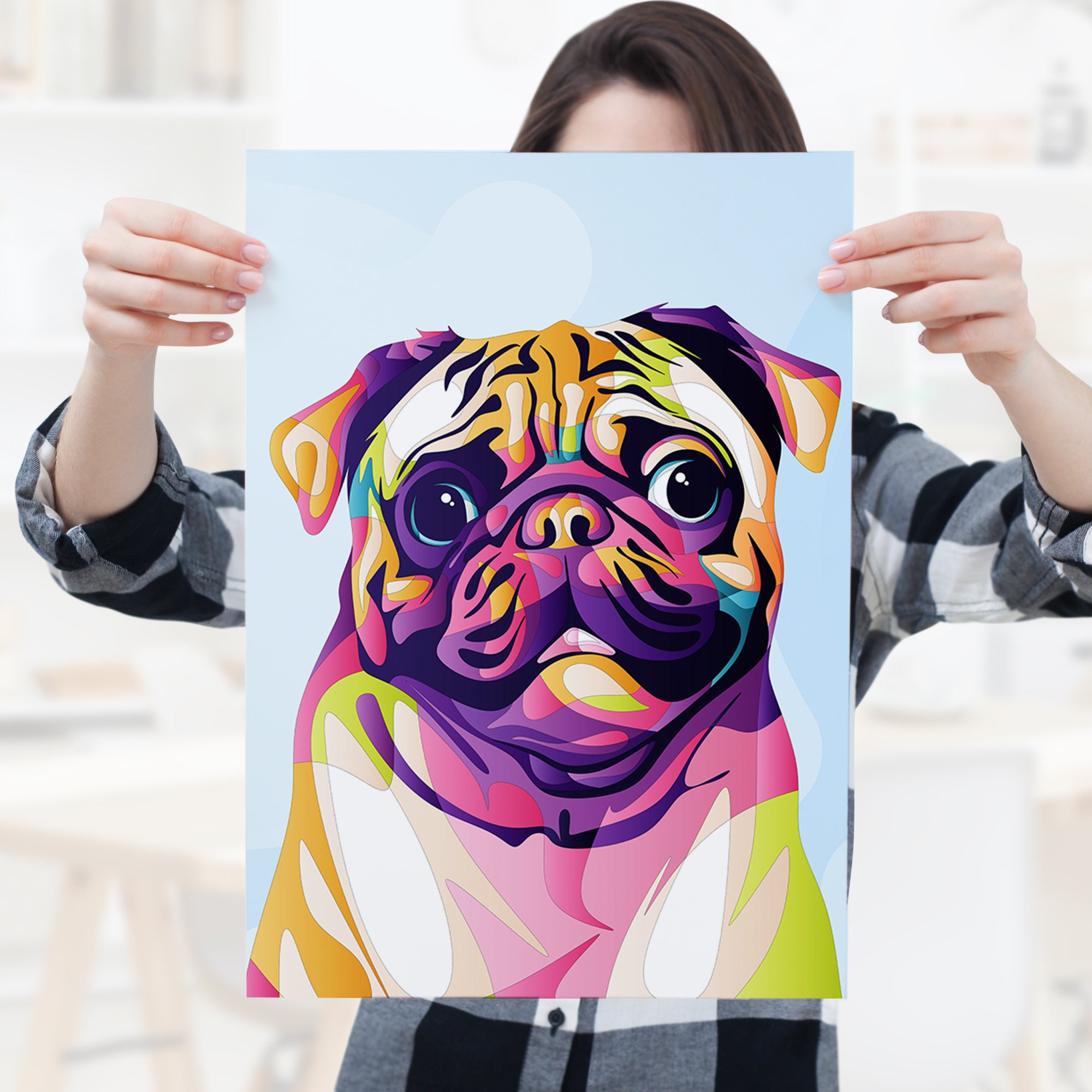 Dog Poster Pug Digital Download Wall Decor Portrait Multiple Sizes - Etsy