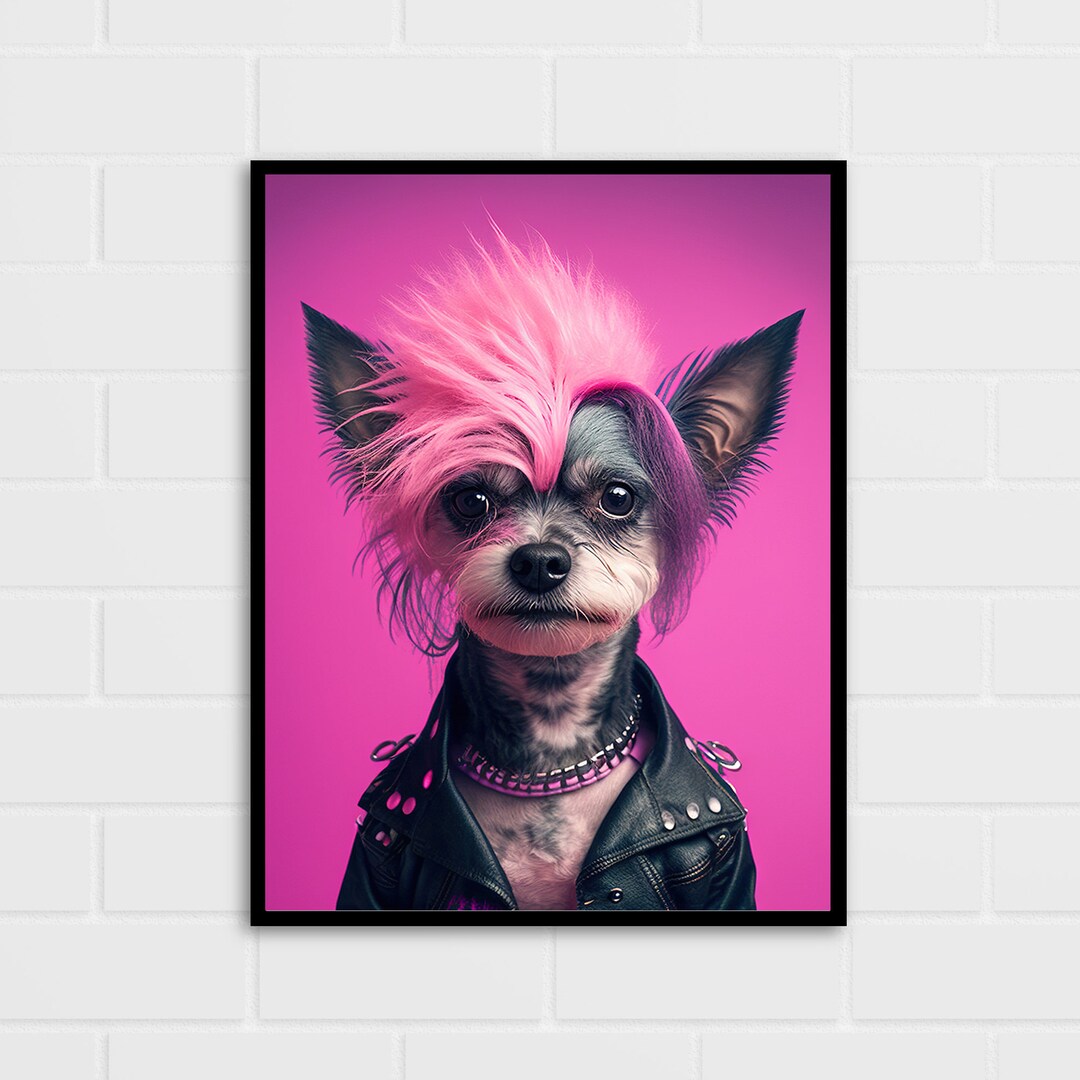 Yorkshire Terrier Art Print | Punk Dog Portrait Poster | Multiple Sizes ...