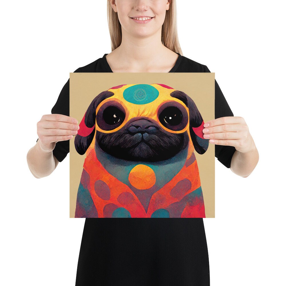 Funky Pug Portrait Pug Print Pug Art Multiple Sizes - Etsy