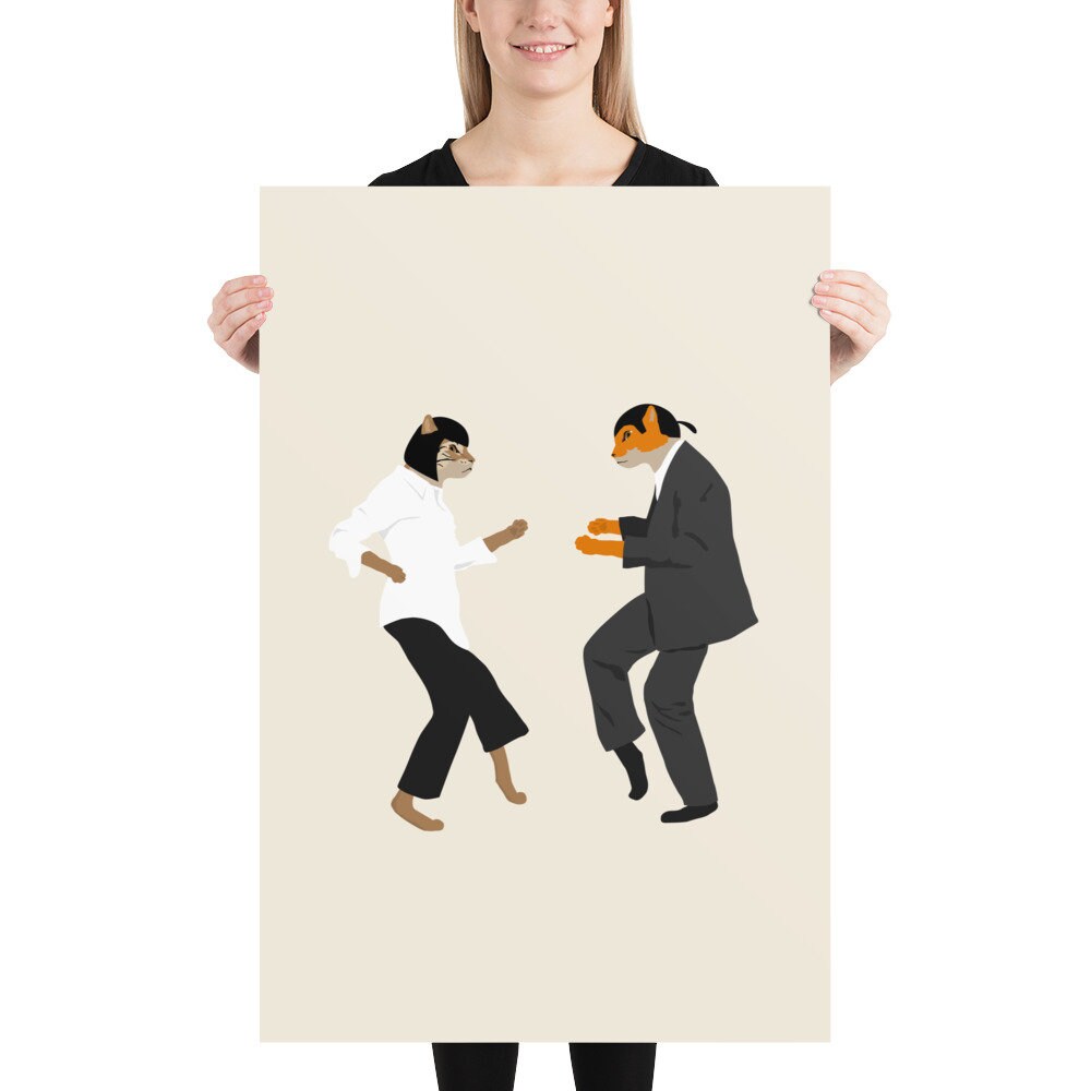 Pulp Fiction Art Dancing Cats Cat Lover Gift Multiple Sizes - Etsy