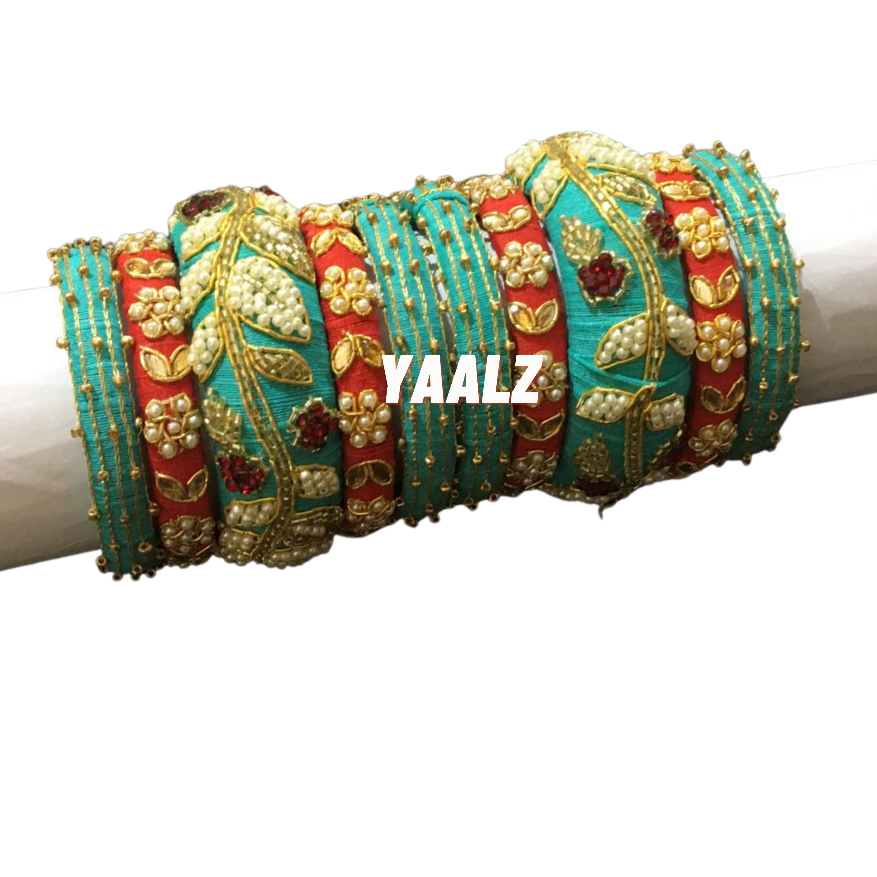 Pure Raw Silk Maggam Work Bridal / Festival Wear Fabric Bangle - Etsy