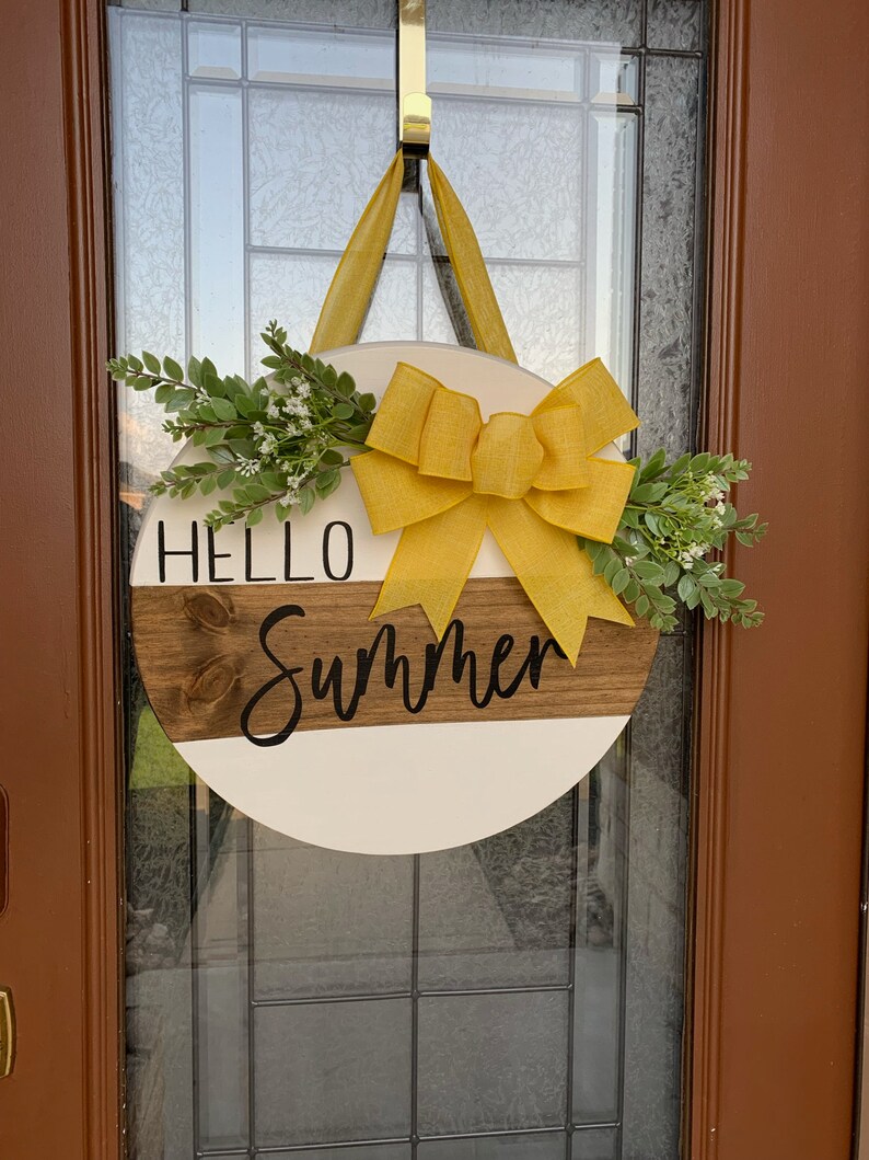 Hello Summer Door Hanger, Door Decor, Door Hanger, Wooden Door Decor ...