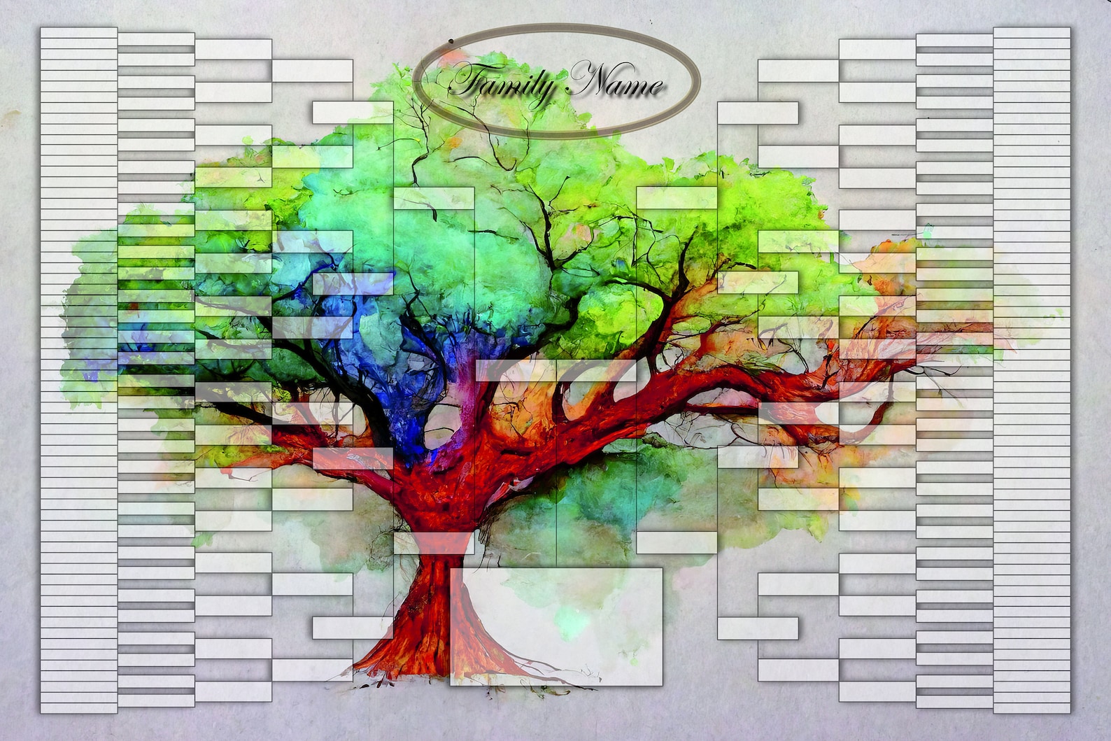 Watercolor Family Tree, DIY Genealogy Chart (digital Download) - Etsy