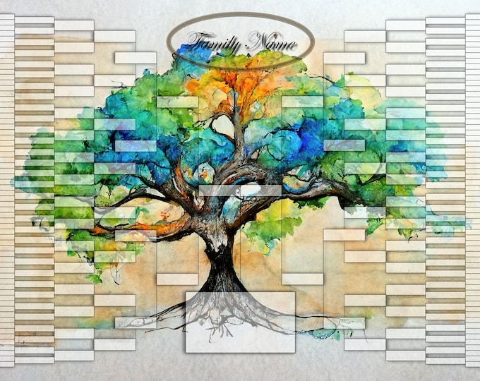 8 Generation Family Tree 30x20in. DIY 3 Watercolor Family - Etsy