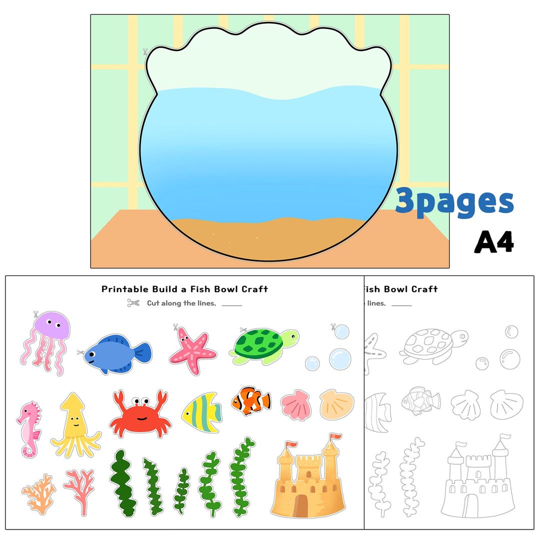 Fish Bowl Craft Printable for Kids. Printable Build a Fish Bowl ...