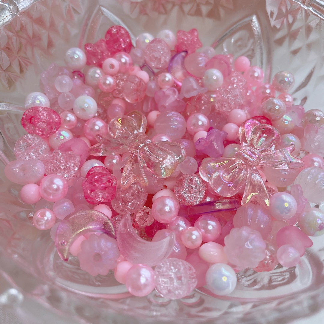 Pink Bead Soup - Plastic Glass Beads - Coquette Bead Soup - DIY Bead ...