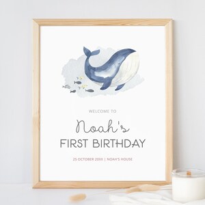 Editable Whale Birthday Welcome Sign, Ocean Party Welcome Sign, Under ...