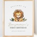 Editable Lion Birthday Welcome Sign, Minimalist Wild One Welcome Board ...