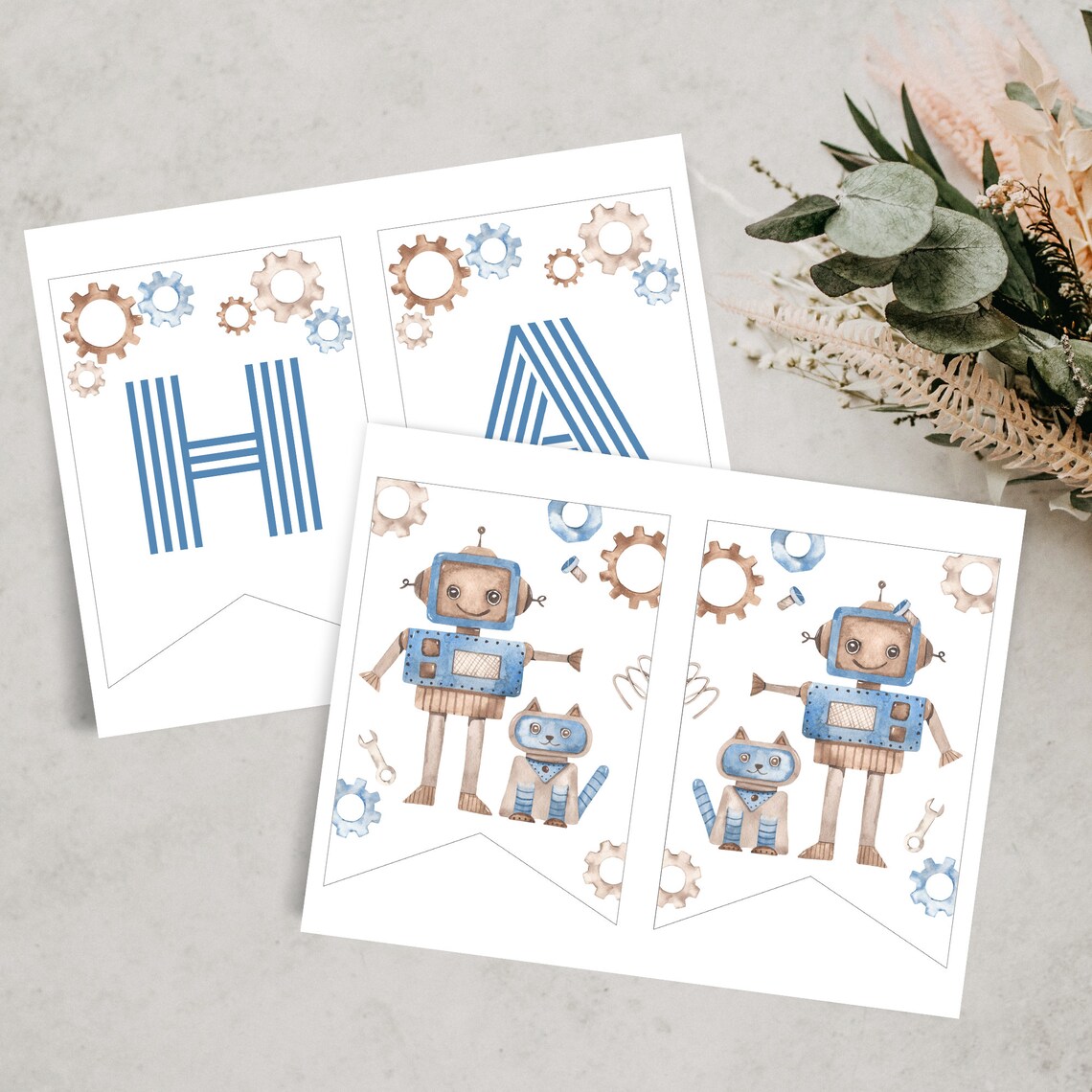 Editable Robot Birthday Banner Robot Happy Birthday Bunting - Etsy
