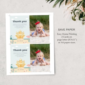 Editable Beach Birthday Thank You Card, Summer Birthday Thank You Note ...