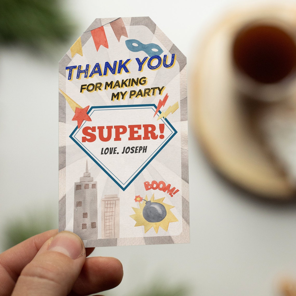 Editable Superhero Birthday Favor Tags, Superhero Party Thank You Notes ...