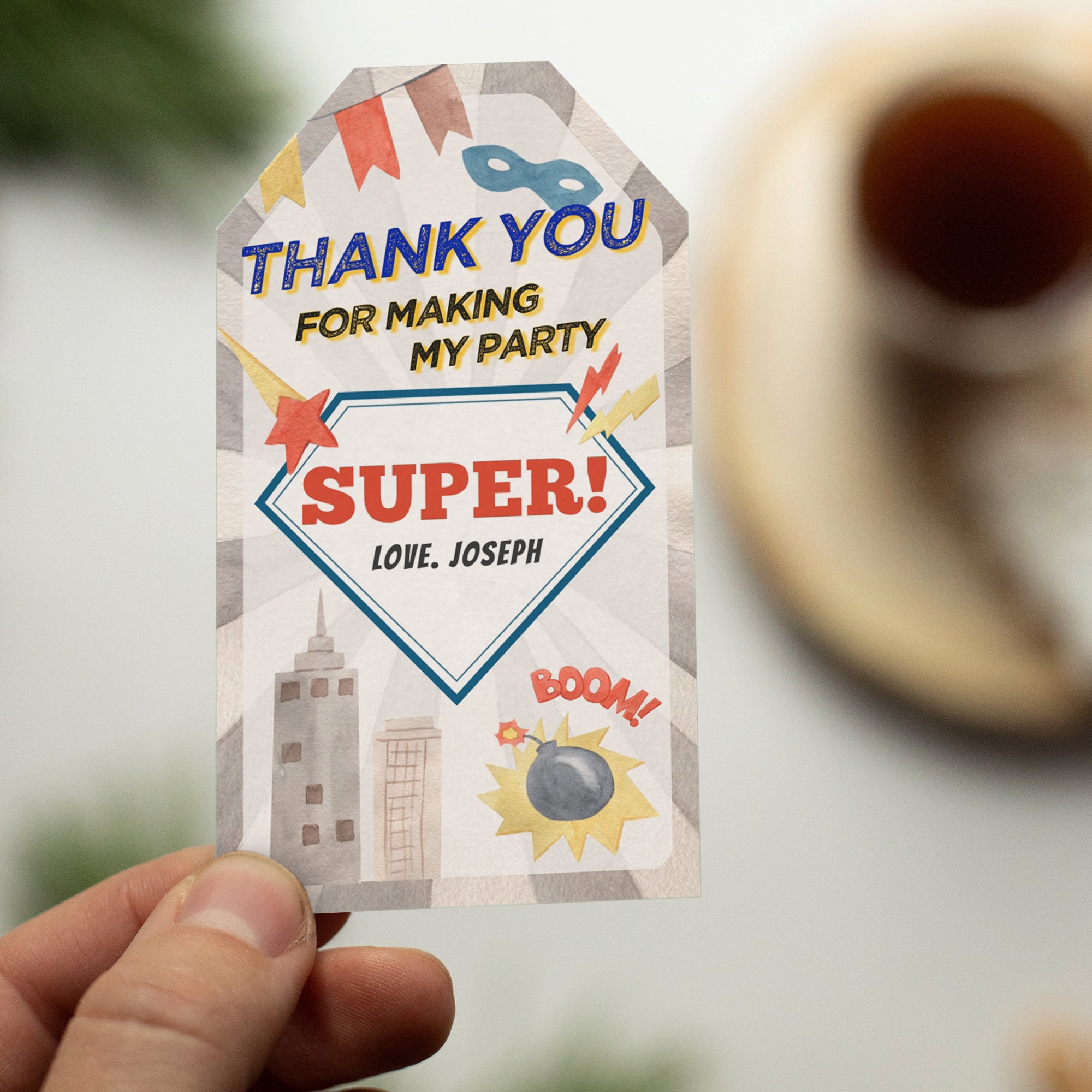Editable Superhero Birthday Favor Tags Superhero Party Thank - Etsy