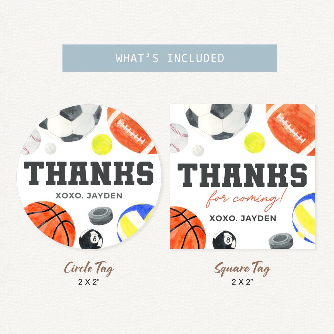 Sports Theme Birthday Favor Tags, All Star Party Gift Tags, Boy ...