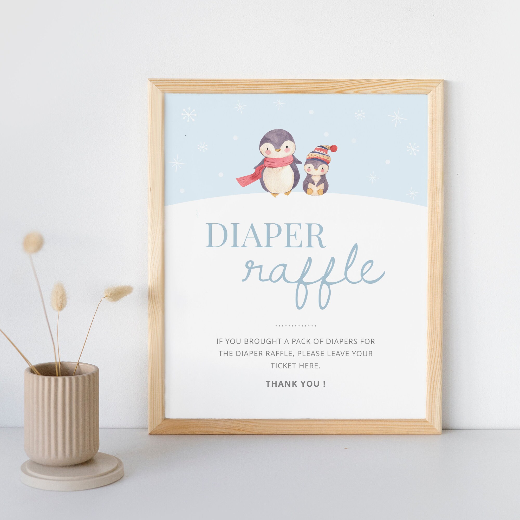 Penguin Baby Shower Diaper Raffle Sign & Matching Ticket - Etsy