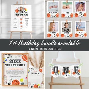 Sports Theme Birthday Monthly Photo Banner, Sports Party Milestone ...