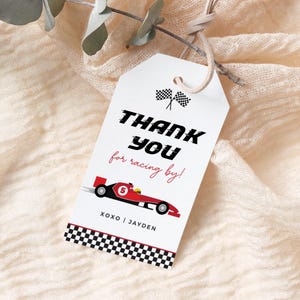Race Car Birthday Favor Tags, Racing Car Gift Tags, Race on Over, Boy Birthday, 2x3.5, Instant ...