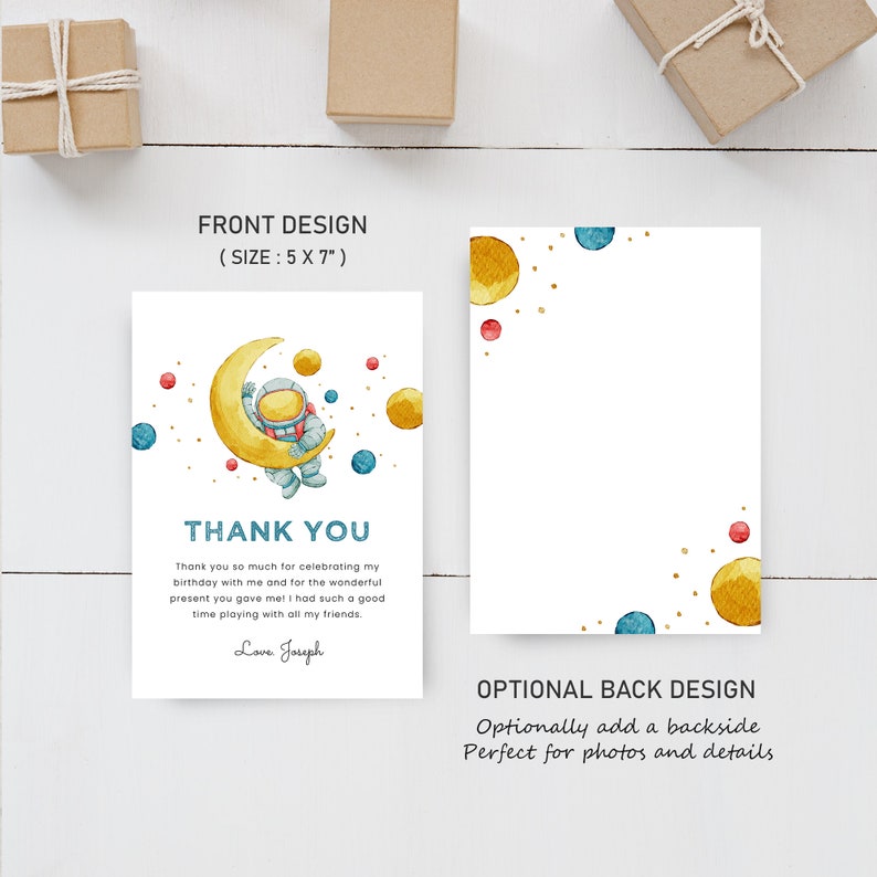 Editable Astronaut Birthday Thank You Card Space-tacular - Etsy